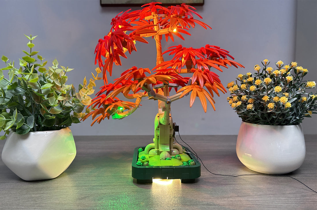 LEGO Japanese Red Maple Bonsai Tree 10348 set review - showing the bea